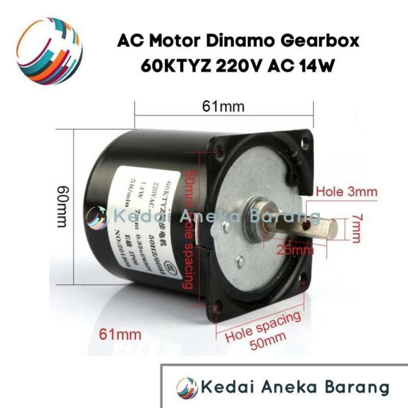 Promo AC GEAR GEARBOX DINAMO MOTOR 60KTYZ 220V 110RPM 14W HIGH TORQUE ...