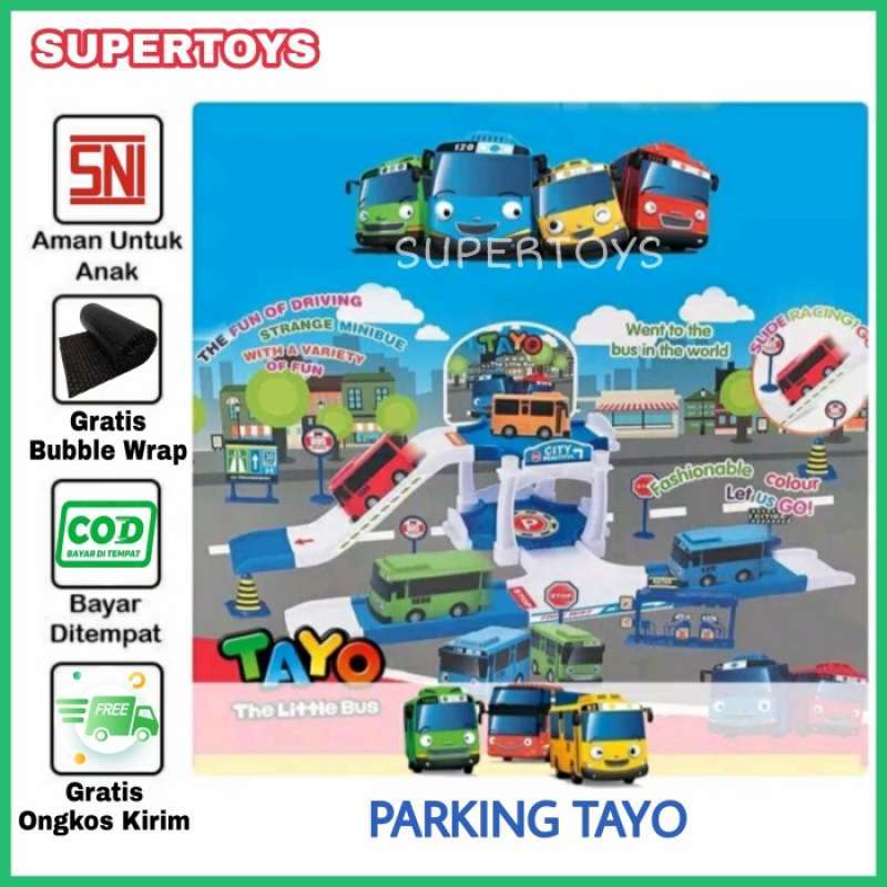 Promo Mainan Bus Tayo Parking Area Lintasan Tayo Track Racing Mobil Mobilan Diskon 23% di Seller ...