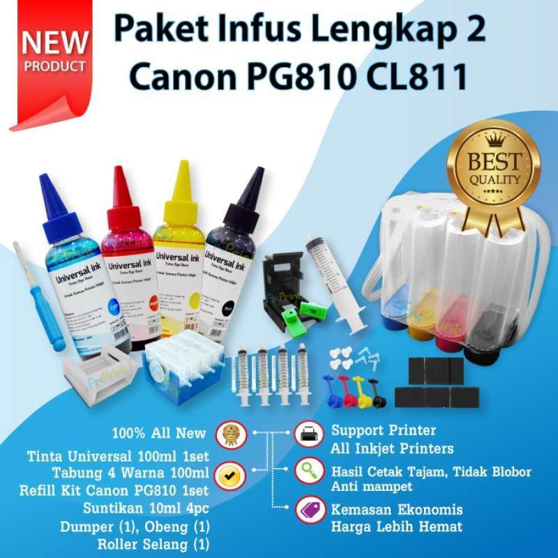 Promo Paket Lengkap Infus Printer Canon Tabung Tinta Dumper Refill Kit ...