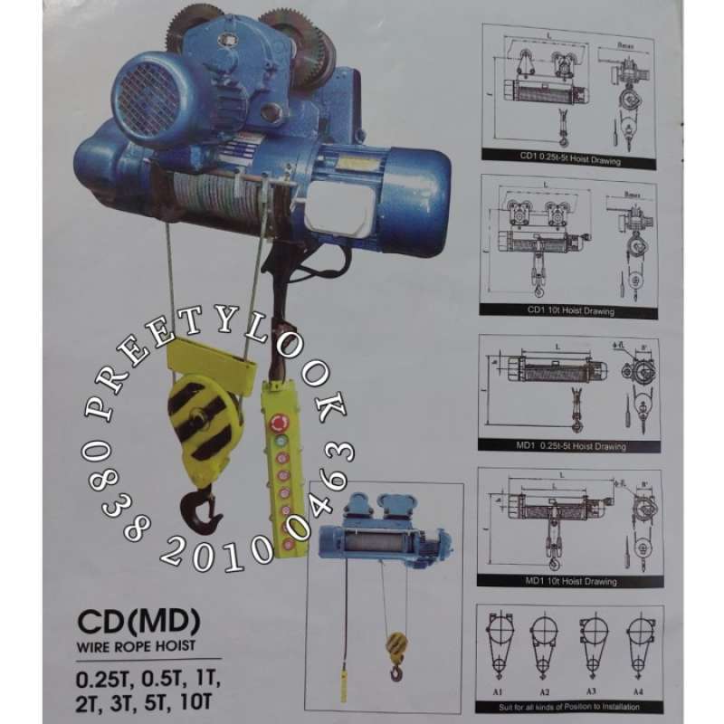 Promo Nagasaki Electric Hoist 3 Ton 18 Meter Wire Rope 3 Ph 380v Japan ...