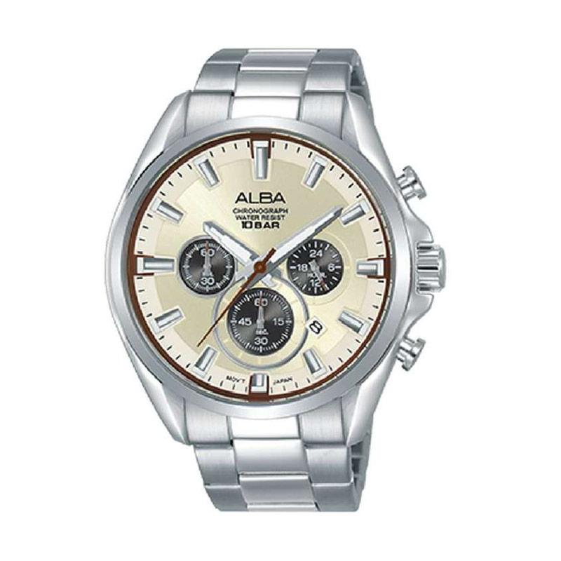 Promo Alba Jam Tangan Analog Pria - Silver [AT3F11X1] - Silver Diskon ...