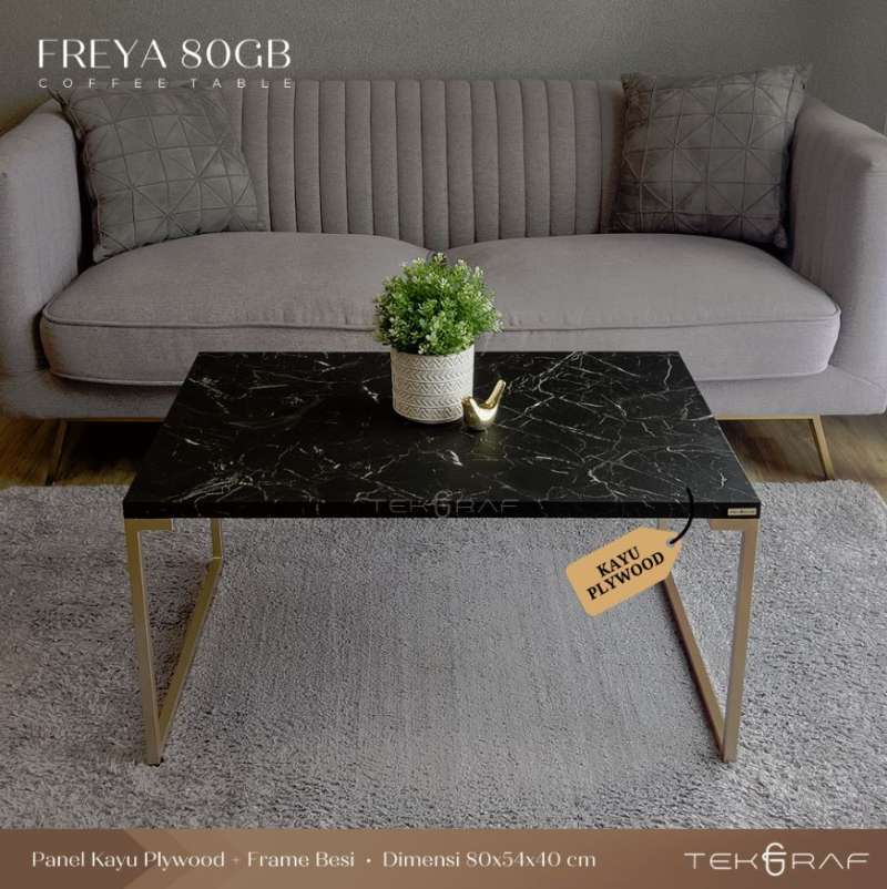 Promo Tekgraf Freya 80 GB Meja Tamu Marble Coffee Table Kayu Kaki Besi Diskon 29% di Seller CV ...