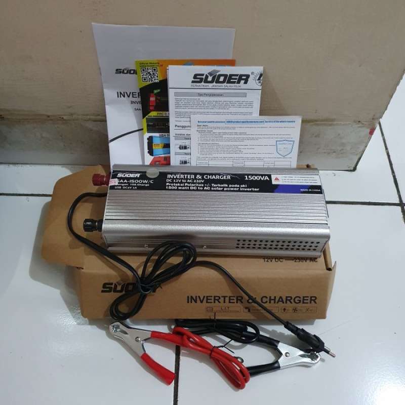 Promo Suoer Inverter 1500W+ charger 10A SAA-1500W/C inverter charger aki 12V Diskon 23% di ...