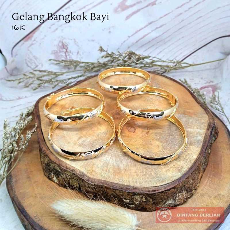 Jual Gelang Bangkok Bayi Emas Tua 16K Gambar Lucu Gold Bracelet 70% Mas ...