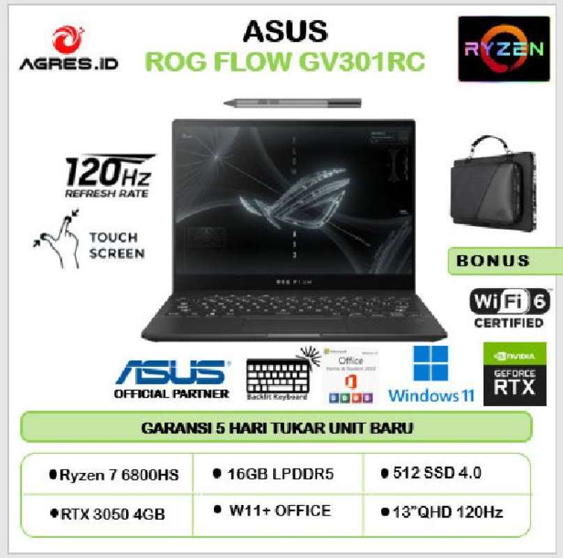 Jual Laptop ASUS ROG FLOW GV301RC RTX 3050 Ryzen 7 6800HS di Seller ...