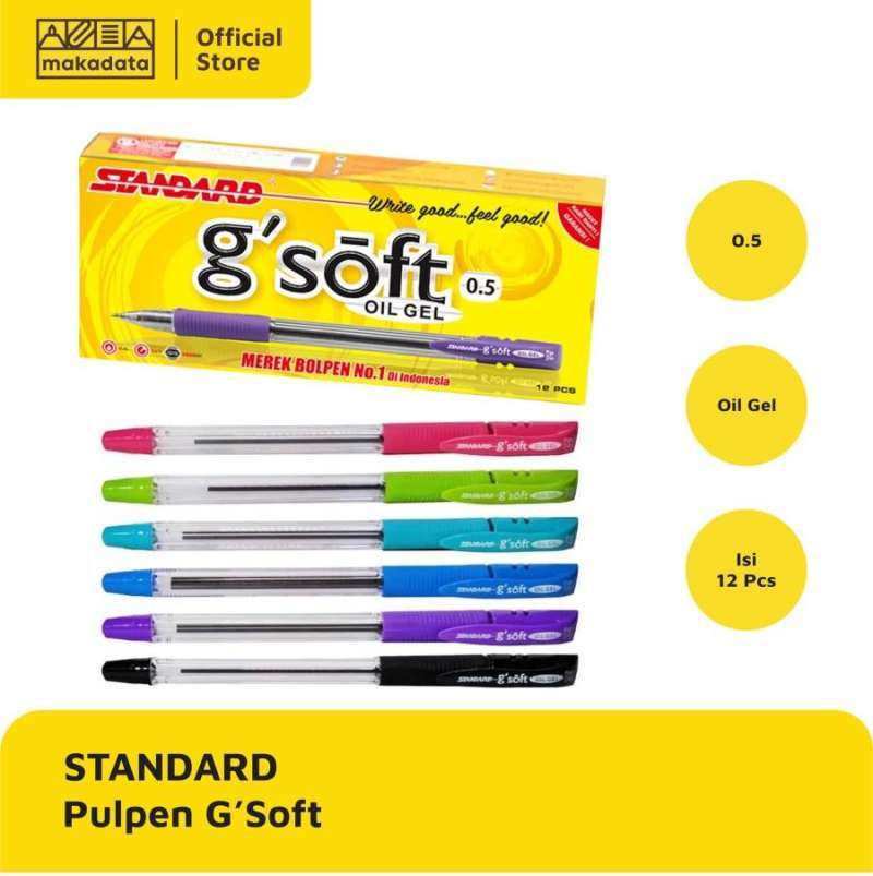 Jual BOLPEN | BALLPOINT | PULPEN STANDARD G'SOFT 0.5 (1PAK) MURAH di ...