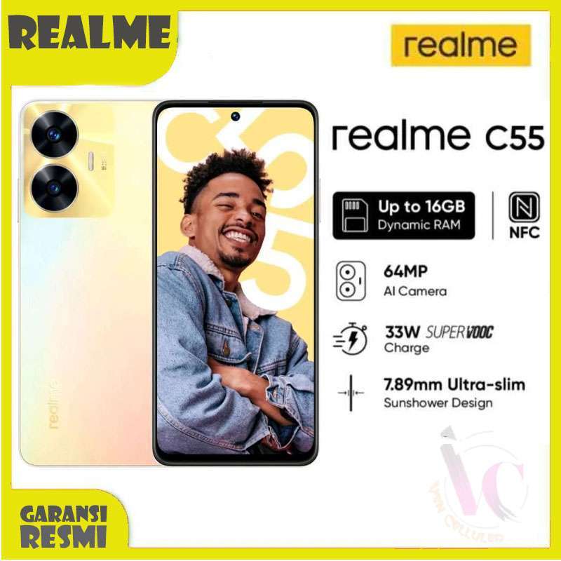 Promo Realme C55 6GB+6GB* | 128GB (64MP AI Camera | Up to 12GB Dynamic RAM | 33W SUPERVOOC ...