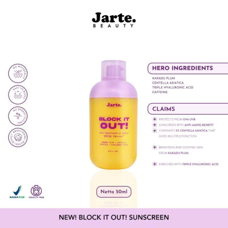Promo JARTE - Block it Out SUNSCREEN SPF 50 PA ++++ Diskon 33% di ...
