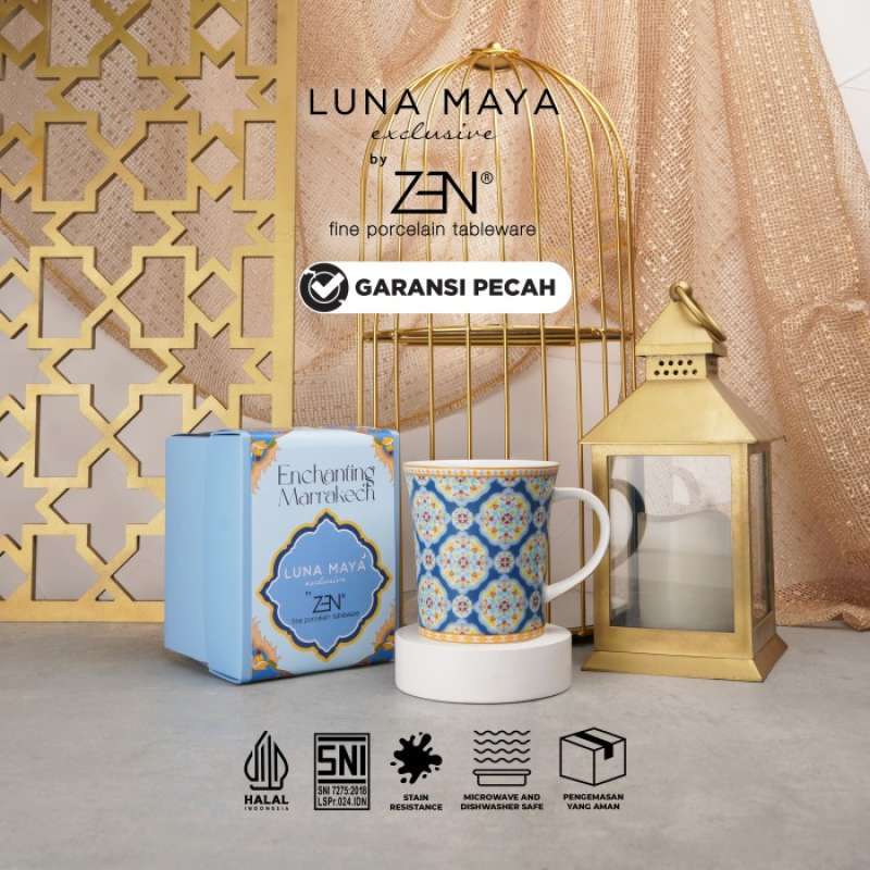 Promo ZEN X LUNA MAYA Mug Gelas Keramik Enchanting Marrakech Blue + Box ...
