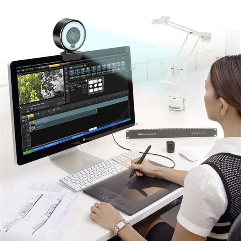 Jual Mixio Q25 Webcam 2k 4mp Qhd 1440p Full Hd Ring Light Camera Led Di ...