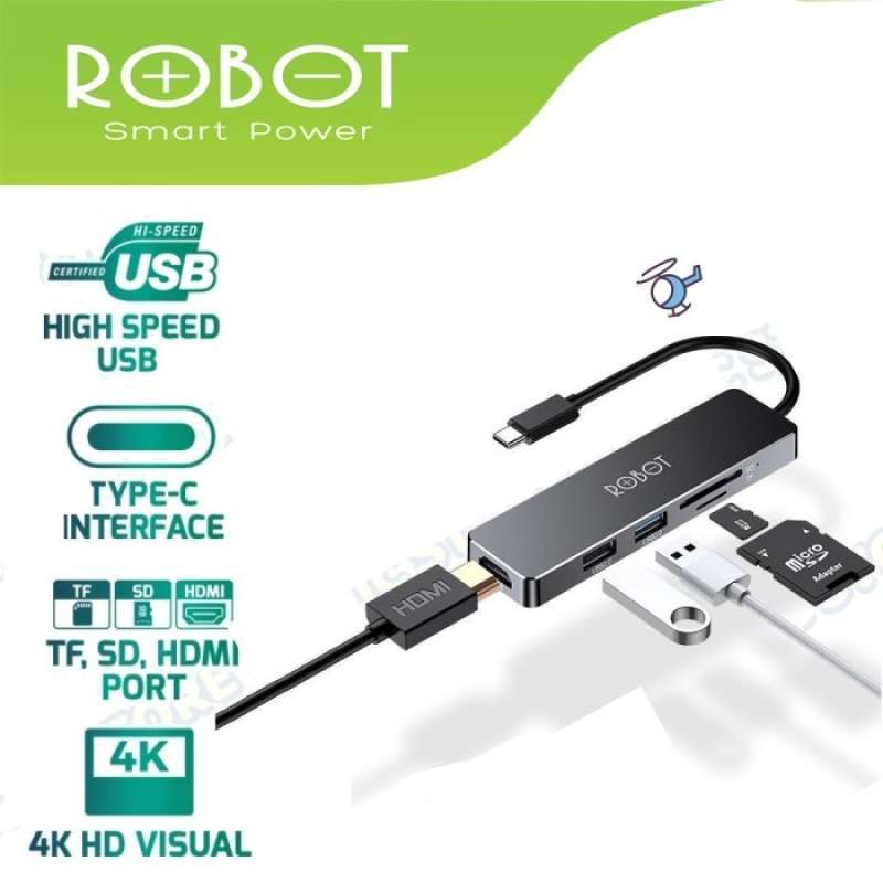 Promo Usb C Hub 5in1 Robot Ht240s Adapter Type C To Usb 3.0 Hdmi Sd ... Promo Usb C Hub 5in1 Robot Ht240s Adapter Type C To Usb 3.0 Hdmi Sd ...