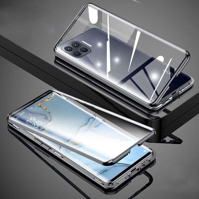 Jual Oppo Reno 4f Reno4f Double Side Glass Magnetic Case Metal Cover ...