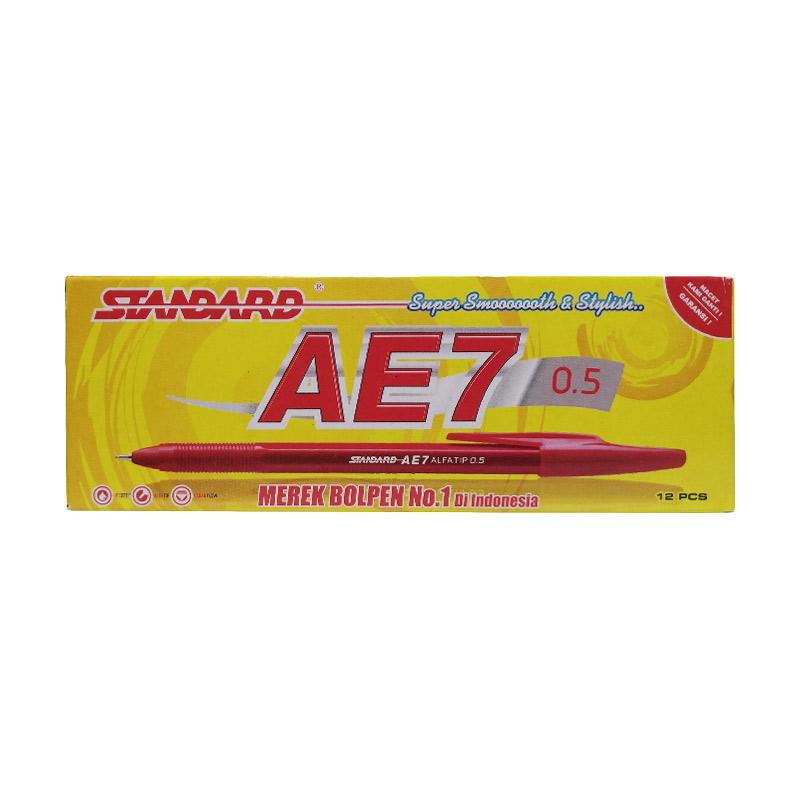 Promo Standard AE7 Alfa Tip 0.5 Ballpoint - Merah [1 Pack] Diskon 29% ...