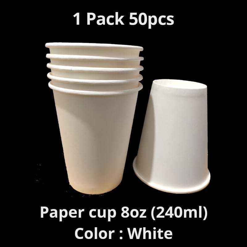 Jual Paper Cup 8oz Polos Putih 1 Pack 50pcs Gelas Kertas Kopi Murah Tipis Tahan Panas 240ml ...