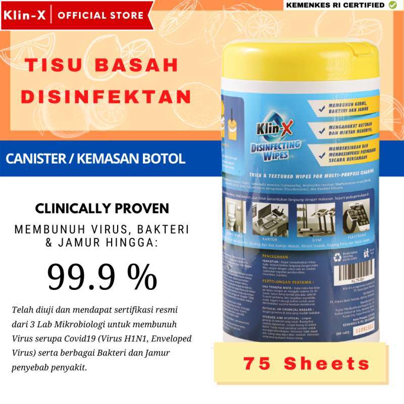 Jual Klin-x Tisu Tissue Basah Disinfektan Antibakteri 75's Di Seller ...