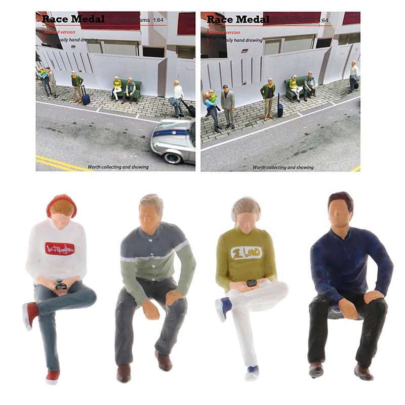 Promo 4x 1/64 Tiny Sitting Position PVC People Building Layout Table ...