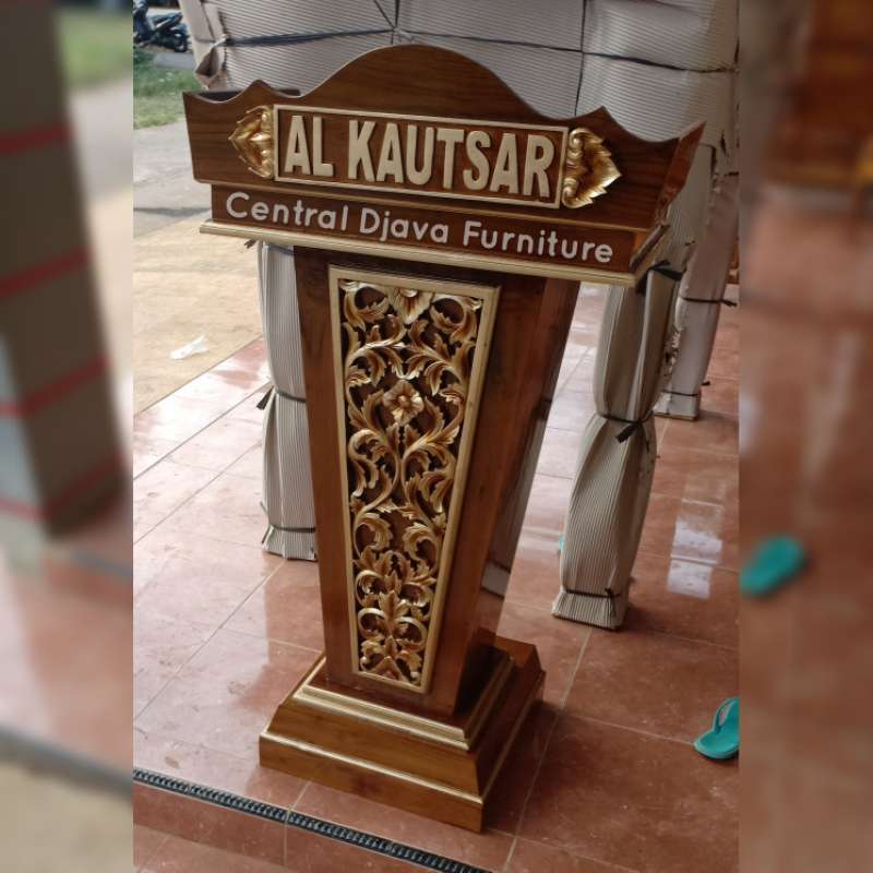 Jual Mimbar Podium Ukir Kayu Jati Meja Khutbah Masjid Mushola Ukiran ...