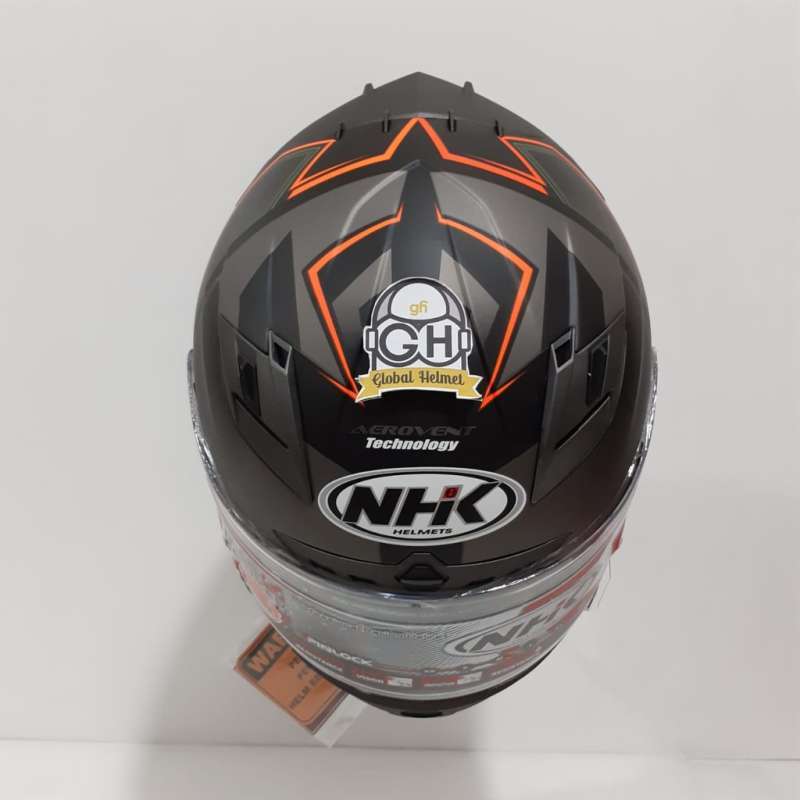 Jual Helm Full Face Nhk Rx9 Rx-9 Motif Hawk Black Doff Orange Rx Nine ...