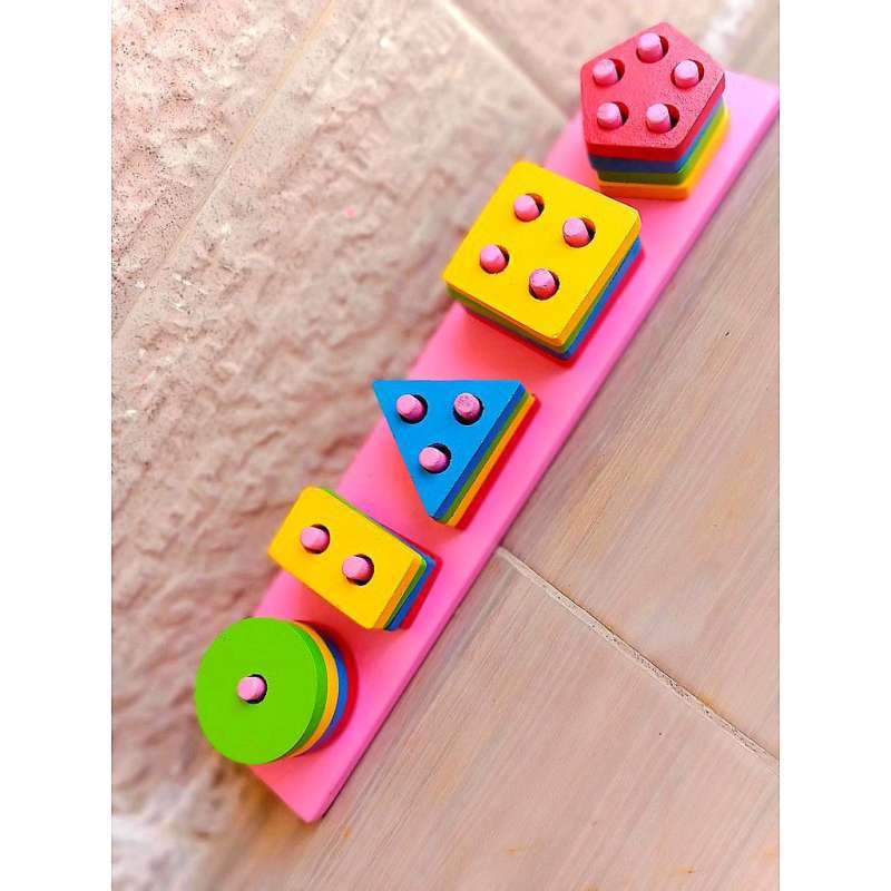 Promo Mainan Edukasi Anak Kayu - Geometry Tower 5 Shape | Kado Ultah ...