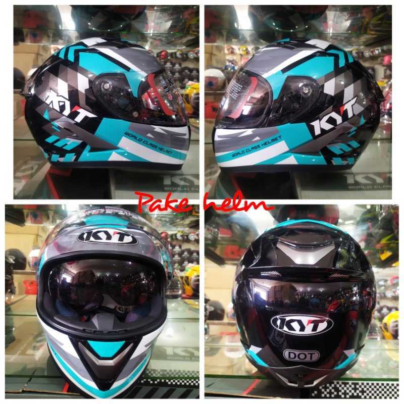 Jual HELM KYT FALCON 2 BLACK AQUA BLUE HELM KYT FULL FACE BUKAN KYT ...