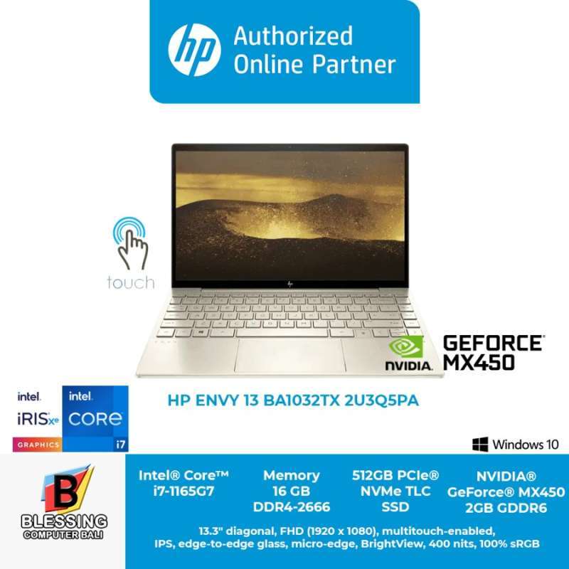 Jual HP ENVY 13 BA1032TX 2U3Q5PA Ci7 1165G7 16GB 512GB MX450 2GB W10 GOLD di Seller Blessing ...