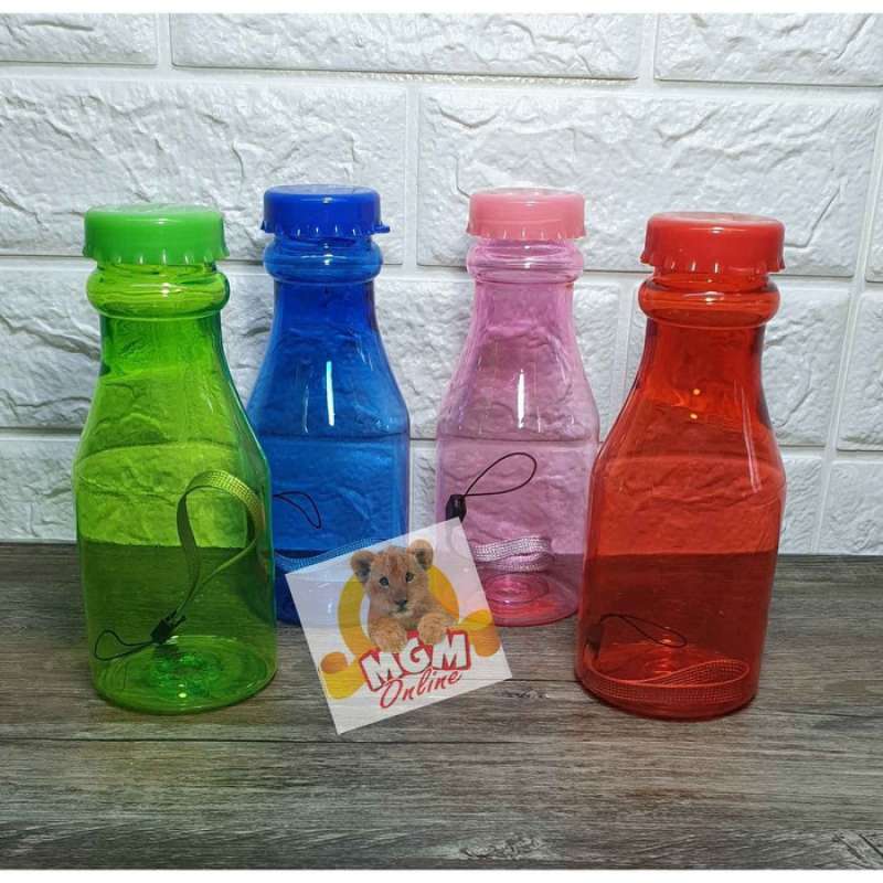 Jual Botol Air plastik 300ML berwarna dengan Tali botol traveling 300ml ...