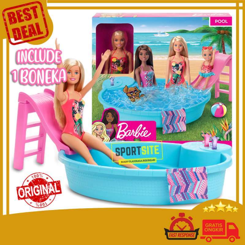 Jual Barbie Pool Doll Kids Swimming Pool Playset Kolam Renang Mainan ...