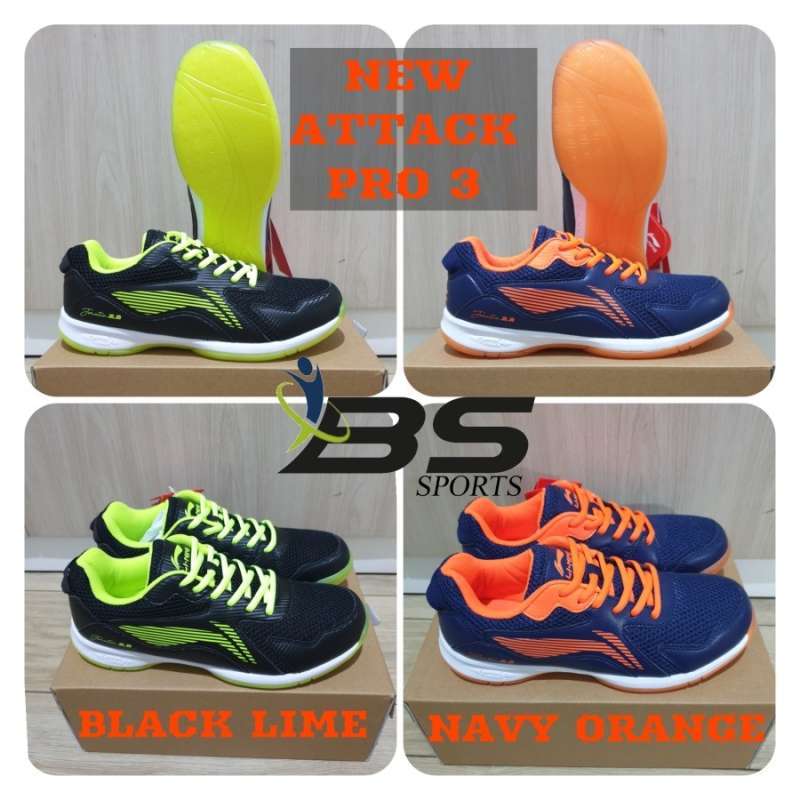 Jual Sepatu Badminton Sepatu Lining Attack Pro 3 - Navy Orange 46 di ...