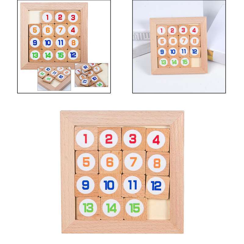 Promo Kids Sliding Block Klotski Brain Teaser Wooden Puzzle Gift ...