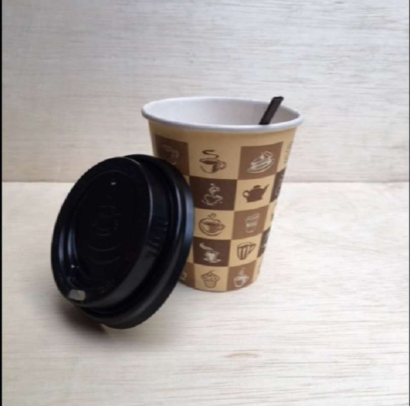 Jual Paper Cup / Papercup / Gelas Kertas Kopi Motif 8oz + Lid & Stirrer Set - 50 Pcs Di Seller ...
