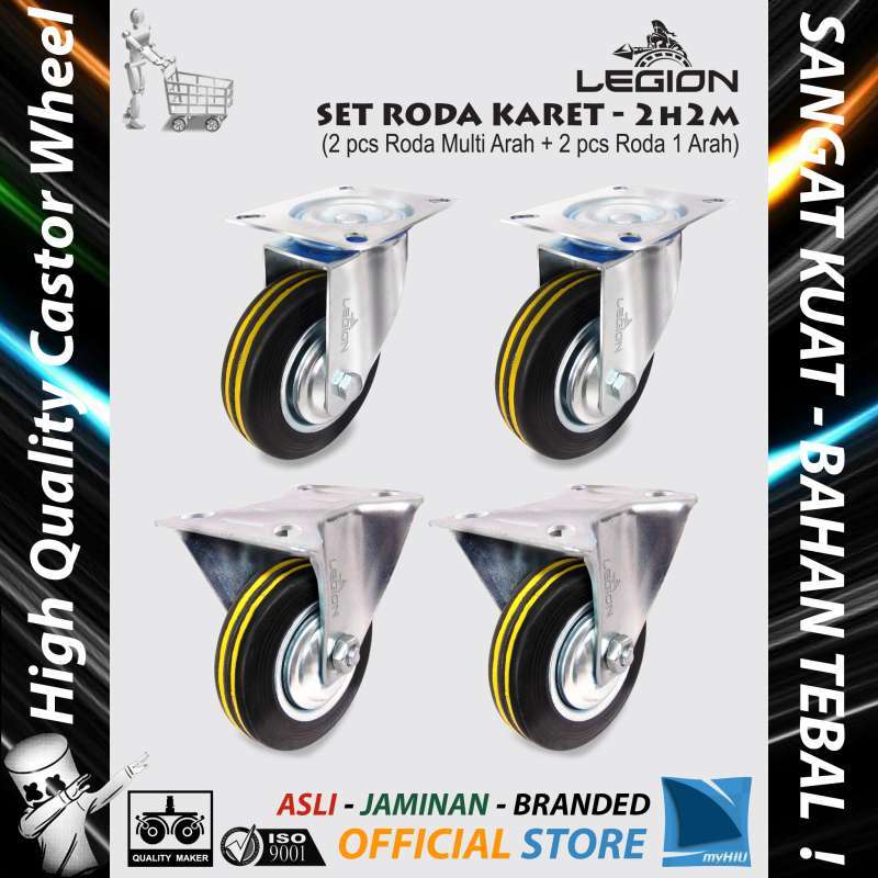 Jual Set Roda Lori Isi 4 pcs 4 inch - 100 mm Bahan KARET Roda Besi ...