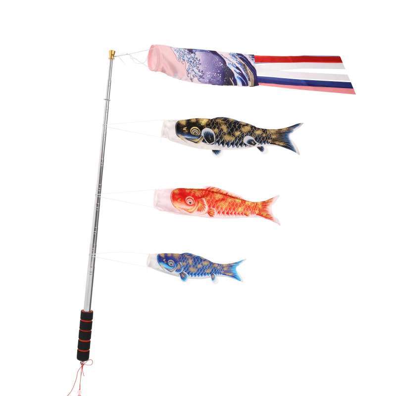 Jual 4pcs Japanese Koi Fish Windsock Fish Flag With Metal Pole Hanging ...