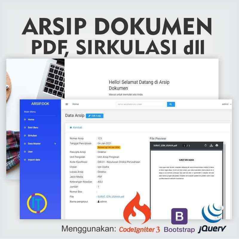 Jual Source Code Aplikasi Web Arsip Dokumen PDF Sirkulasi Dengan CodeIgniter 3 di Seller IT Shop ...