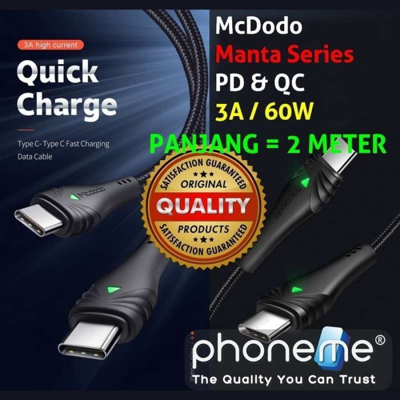 Jual McDodo Manta Series PD QC Cable Kabel 3A 60W Fast Charging QC - 2M 2 M Terbaru di Seller ...