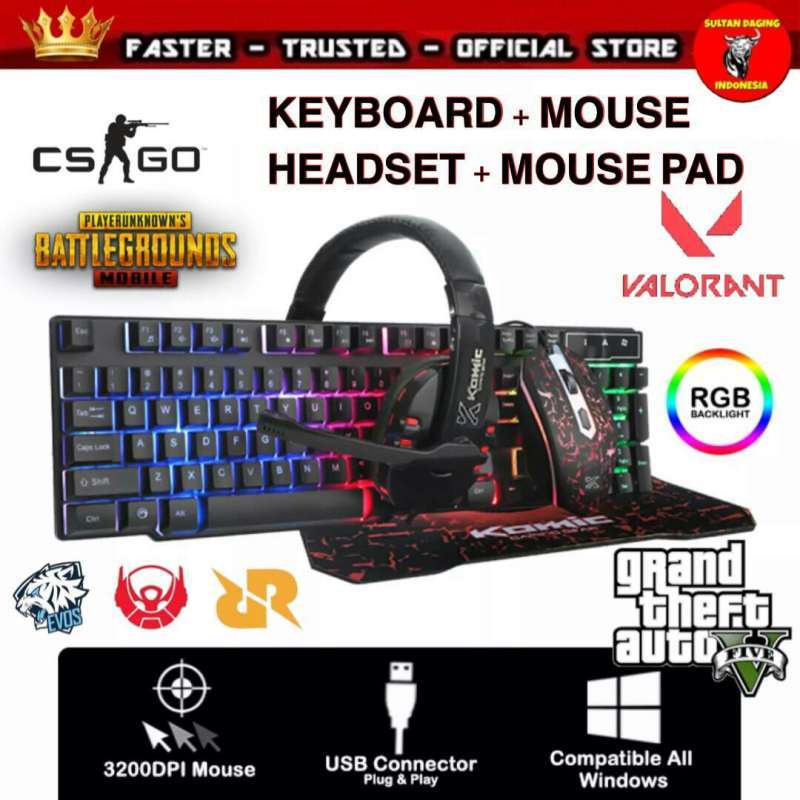 Jual PAKET KEYBOARD MOUSE HEADSET DAN MOUSE PAD GAMING/ PAKET KEYBOARD ...