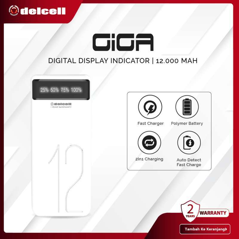 Jual Delcell GIGA Power bank 12.000mAh Real Capacity digital Display di ...