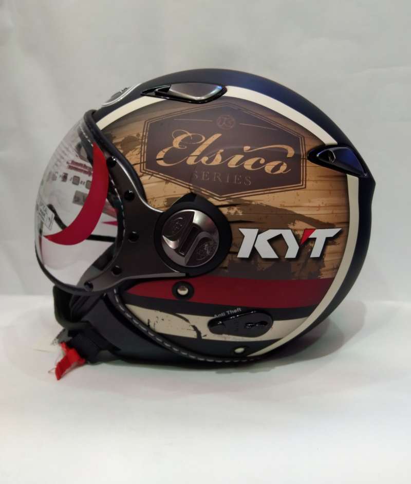 Jual HELM KYT ELSICO #4 BLACK DOF CREAM HELM KYT HALF FACE RETRO di ...