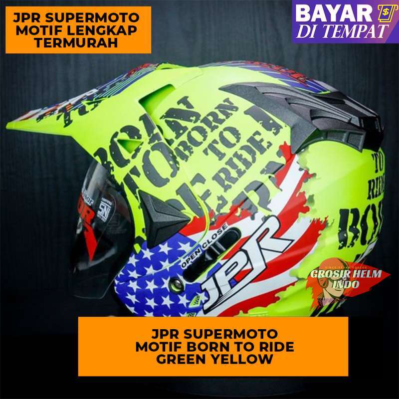 Jual Helm Jpr Supermoto Jpr Semicross Motif Born To Ride Gaz Morgan ...