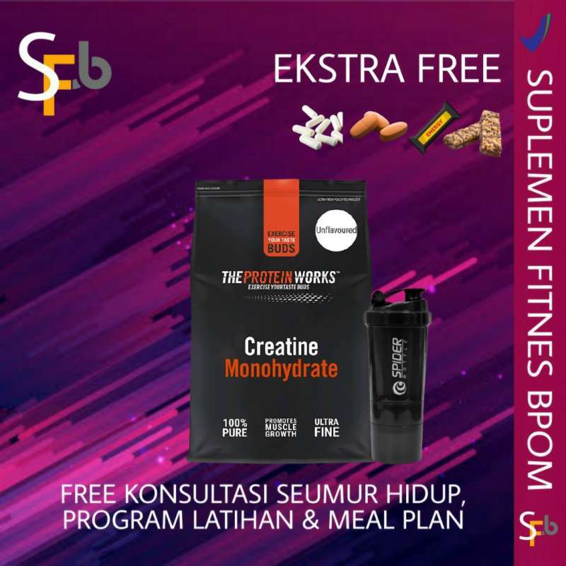 Jual THE PROTEIN WORKS CREATINE MONOHYDRATE 250 GRAM 250 GR NATURAL ...
