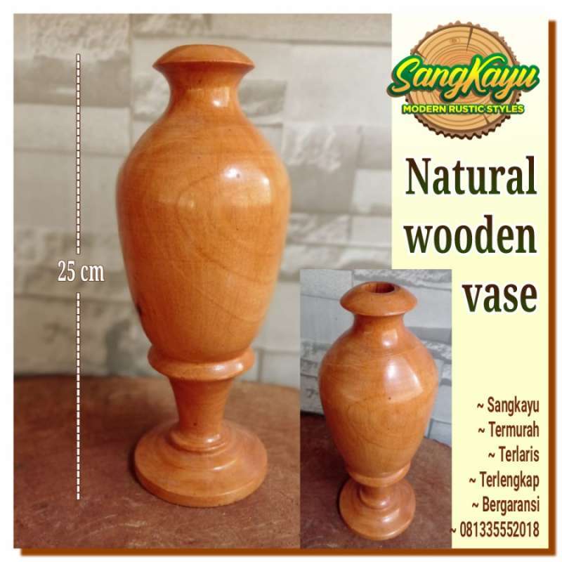 Jual Wooden flower vase vintage vas bunga kayu 25 cm pot bunga kayu ...