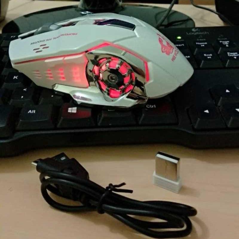 Promo Mouse Wireless Charging Luminous Merk Free Wolf Led Light 1800 ...