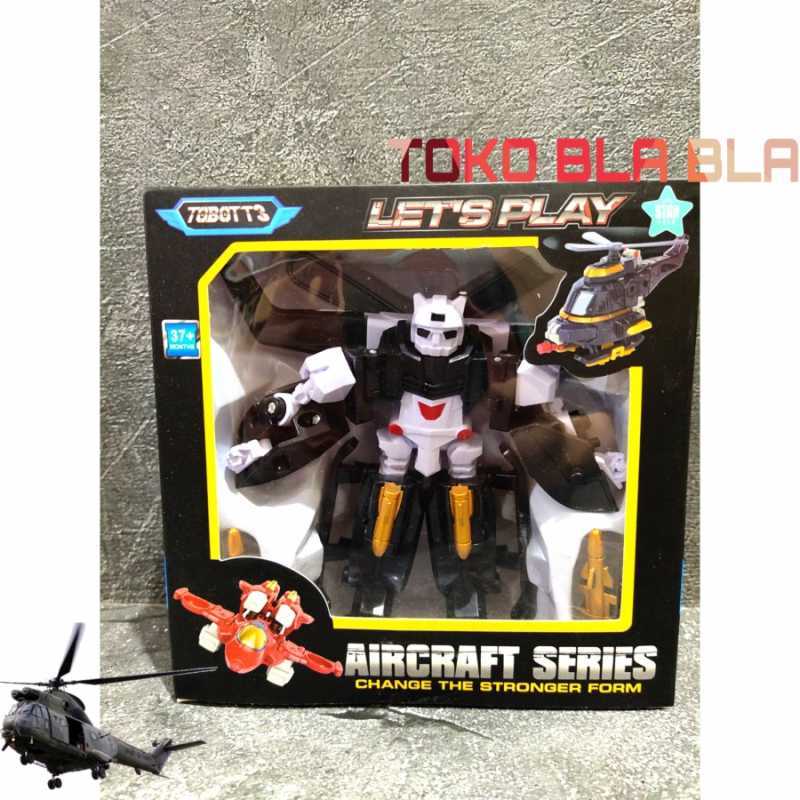 Jual Mainan Tobot Mini Deformation Air Craf Series Robot Mini - Hitam ...