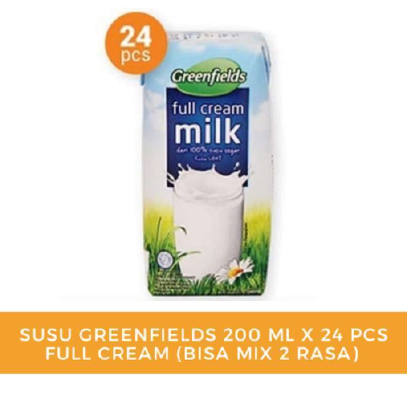 Jual Susu UHT Greenfields Full Cream 1 Dus isi 200 ml x 24 pcs | Susu Greenfields Plain Kartonan ...