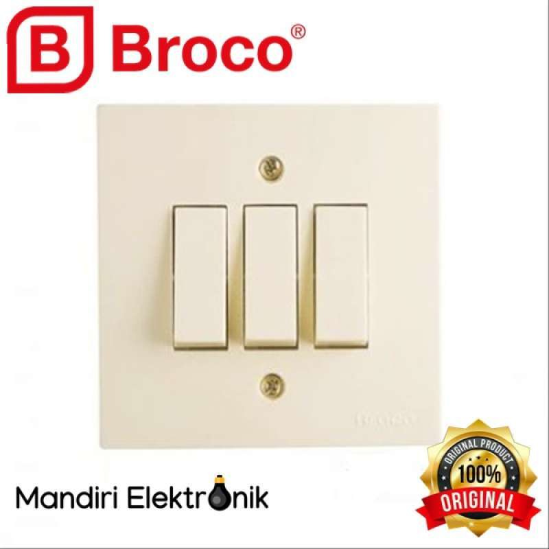 Jual Broco Triple Switch IB Saklar 3 Gang Cream 6613 - Triple Switch ...