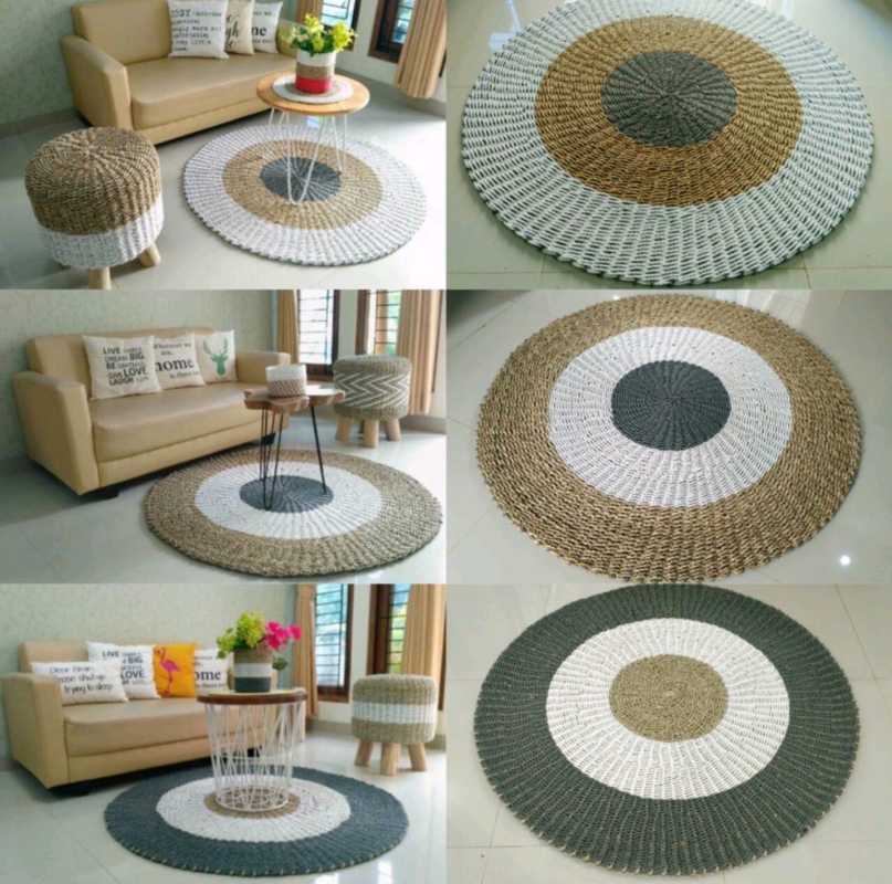 Jual Karpet Bulat Rug Anyaman Seagrass Karpet Lantai Warna Ukuran Bisa ...