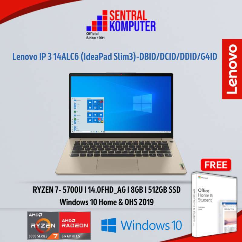 Jual Lenovo IP 3 14ALC6 DBID-DCID-DDID-G4ID RYZEN 7- 5700U -8GB-512GB ...