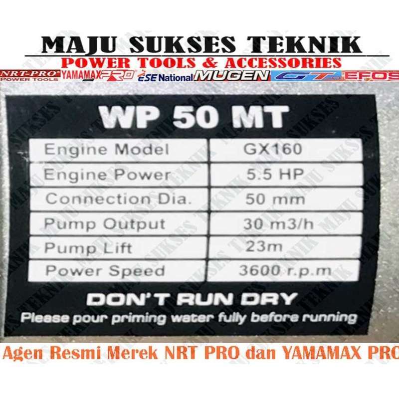 Jual Mugen Wp 50mt Mesin Pompa Air Gasoline Water Pump 2inch 5.5hp Di ...
