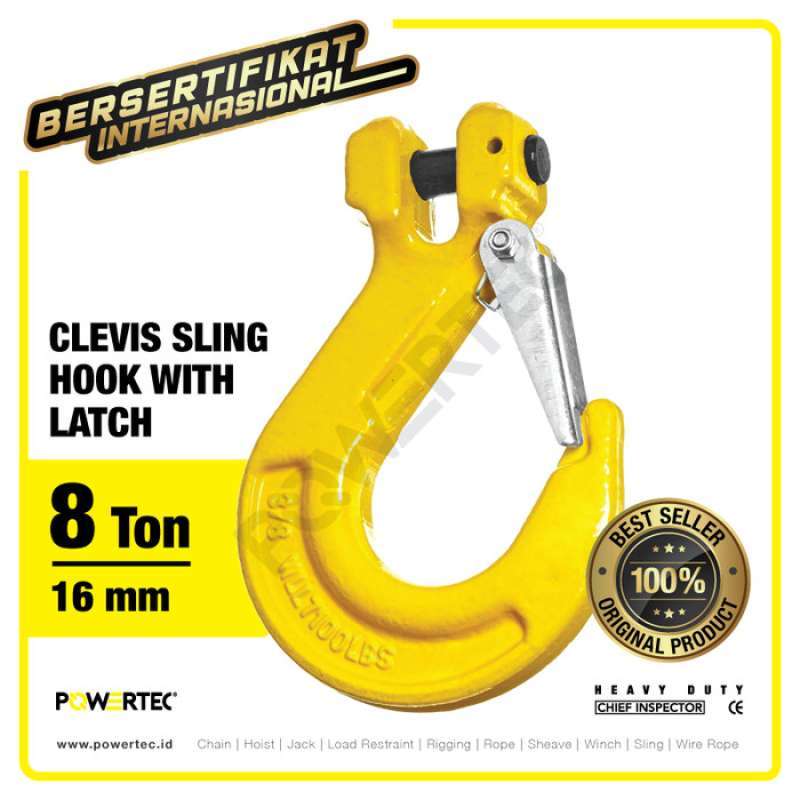 Jual Clevis Sling Hook with Latch 16mm - 8 Ton POWERTEC di Seller ...