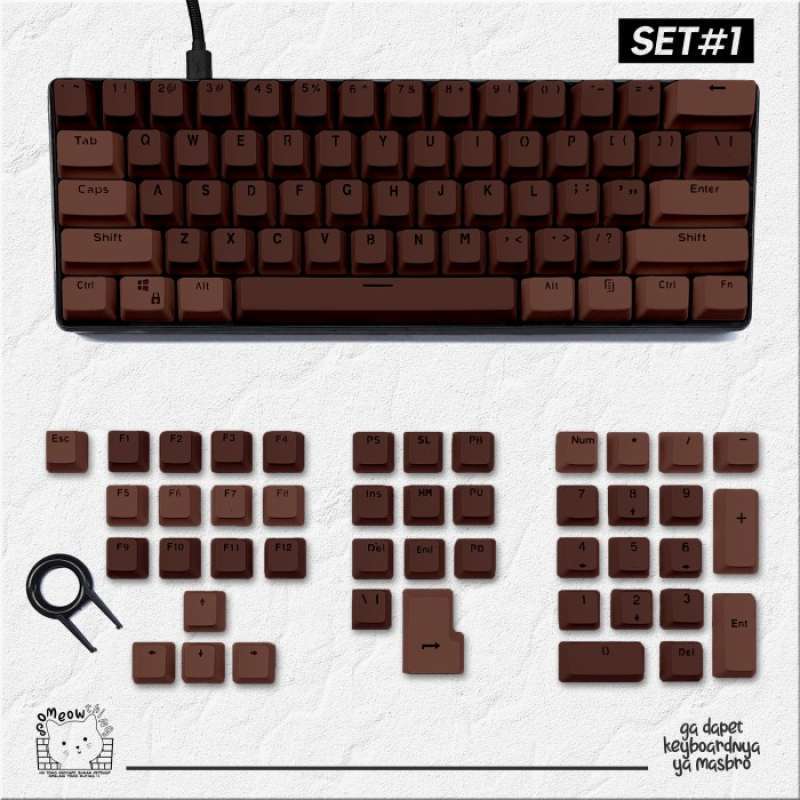 Jual Keycaps Set Dark Brown & Brown Pbt Backlit - 104 Keys - Oem ...
