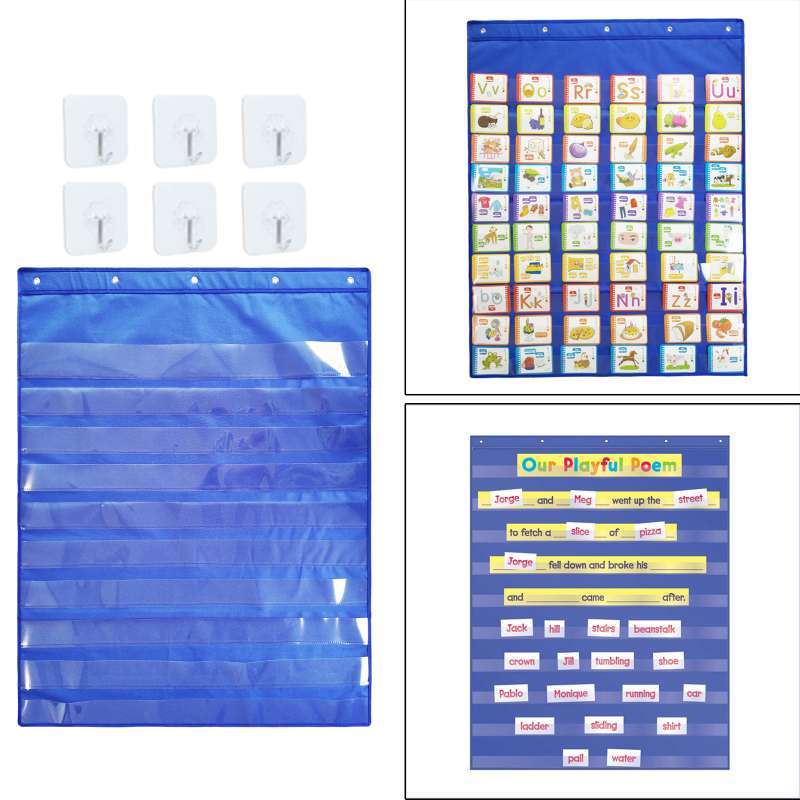 Jual Classroom Standard Hanging Pocket Chart With Hooks For Daily ...